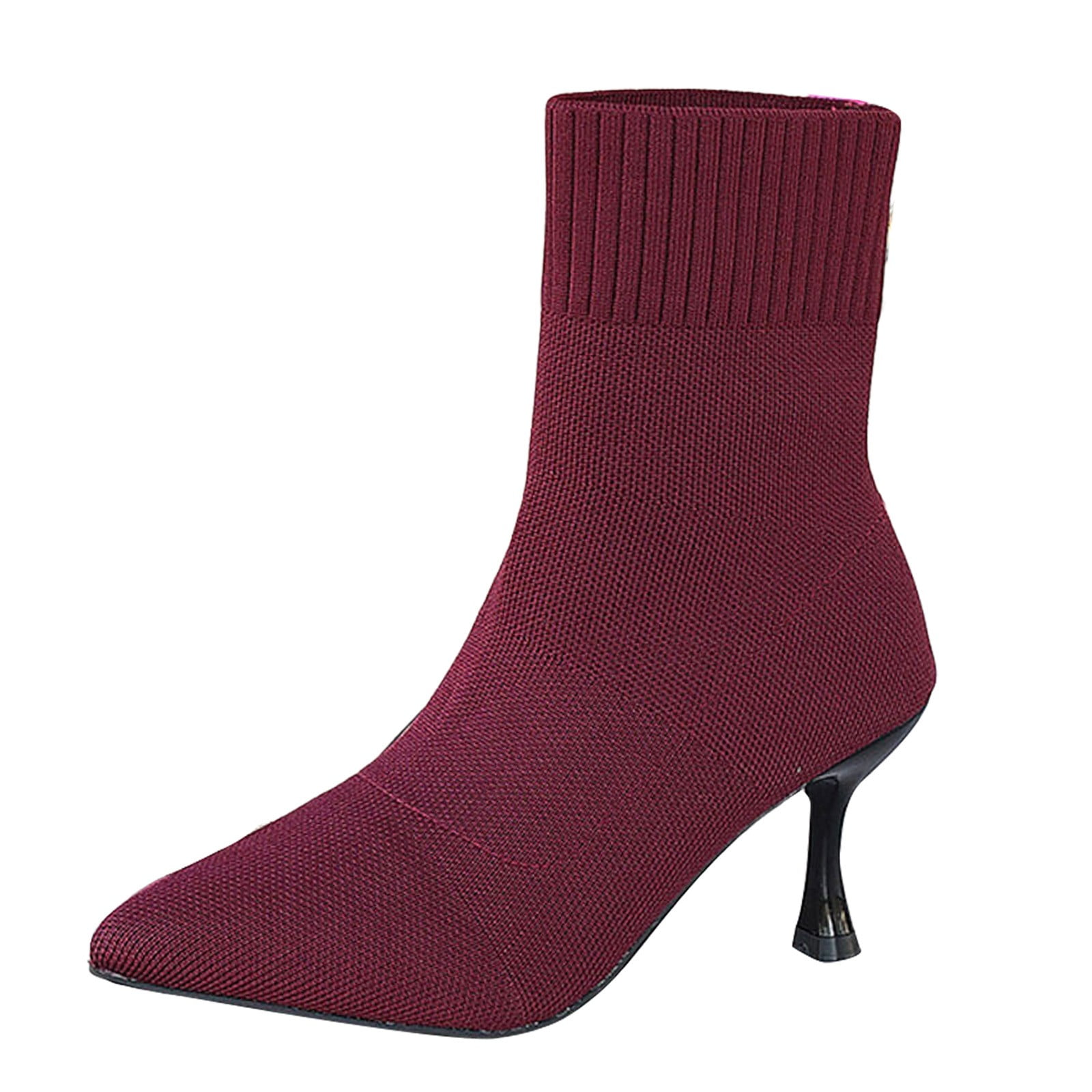 IUJSOY Womens Classic Slip on Booties Elastic Knit Upper Low Kitten ...