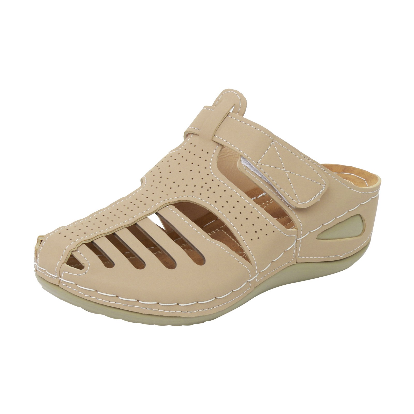 IUJSOY Womens Mules Closed Toe Holow Out Platform Sandals Adjustable ...