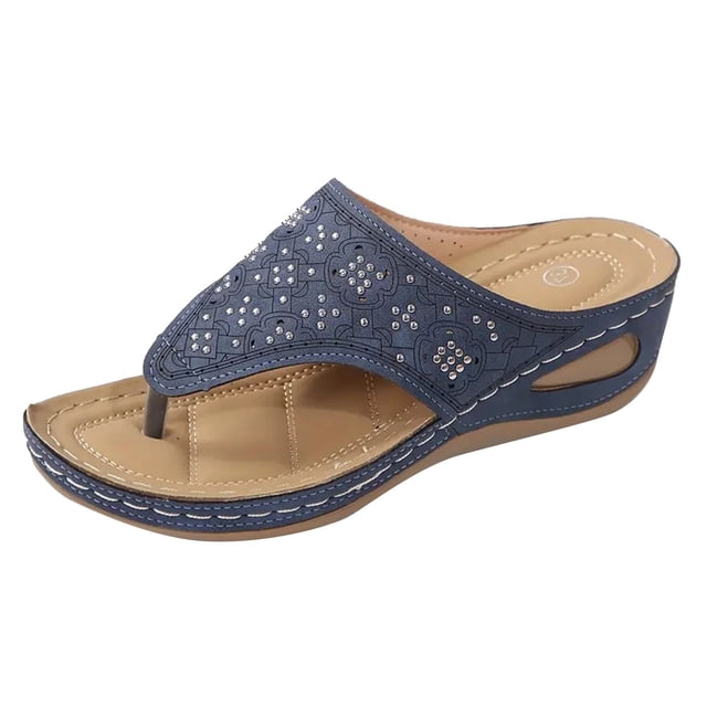 IUJSOY Womens Orthotic Slides Walking Thong Sandals Retro Rhinestone ...