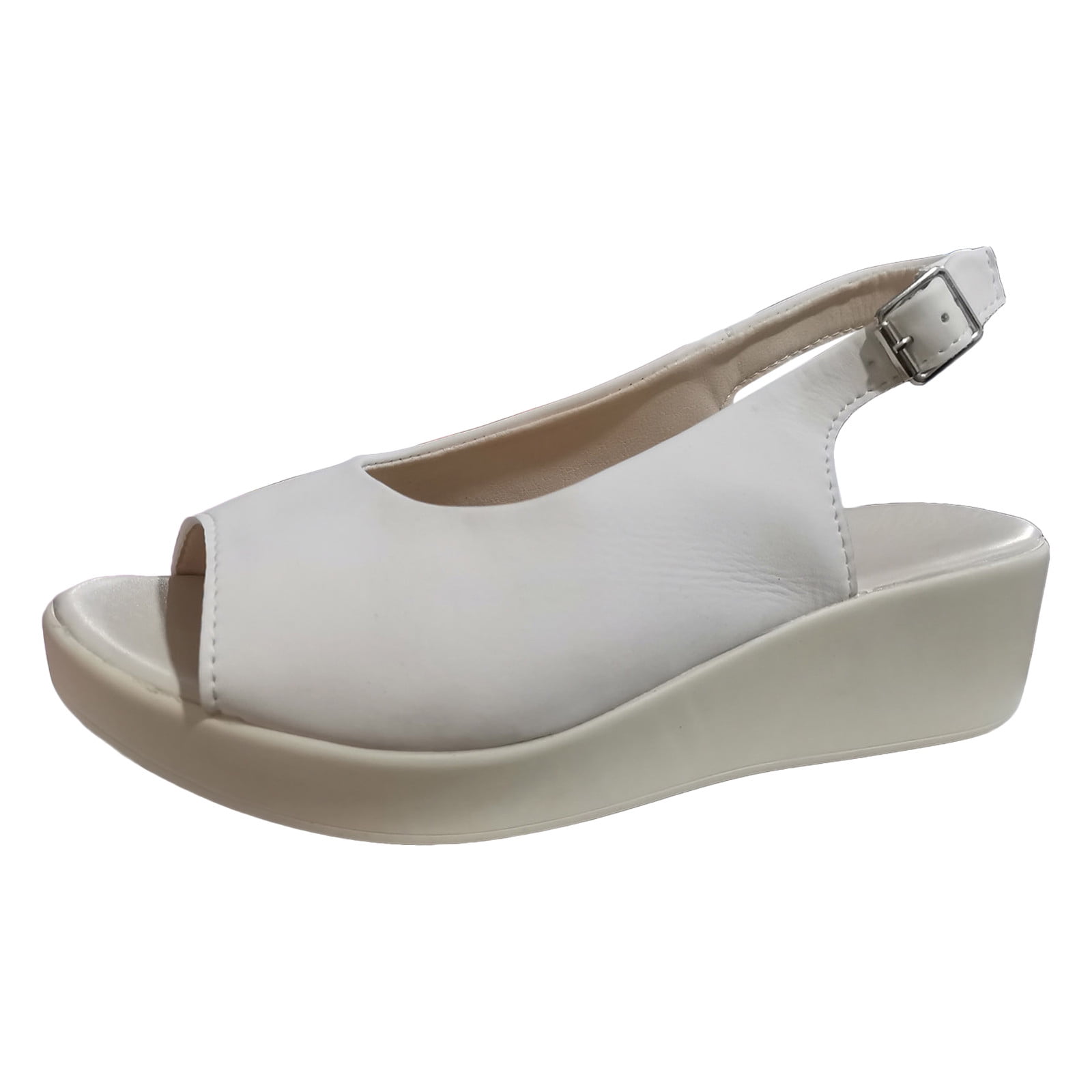 IUJSOY Womens Peep Toe Slingback Wedge Sandals Platform Summer Dress ...