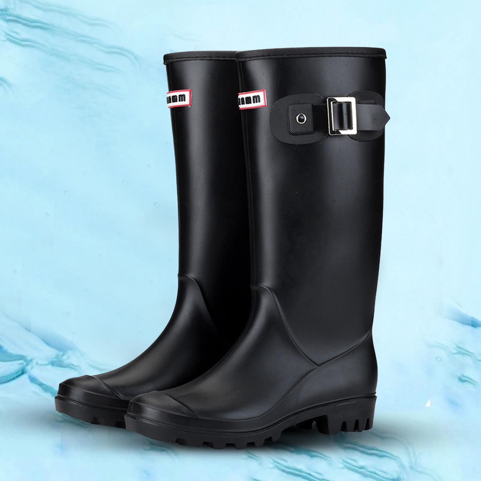 IUJSOY Womens Rain Boots Knee-high Waterproof Narrow Calf Rubber Tall ...