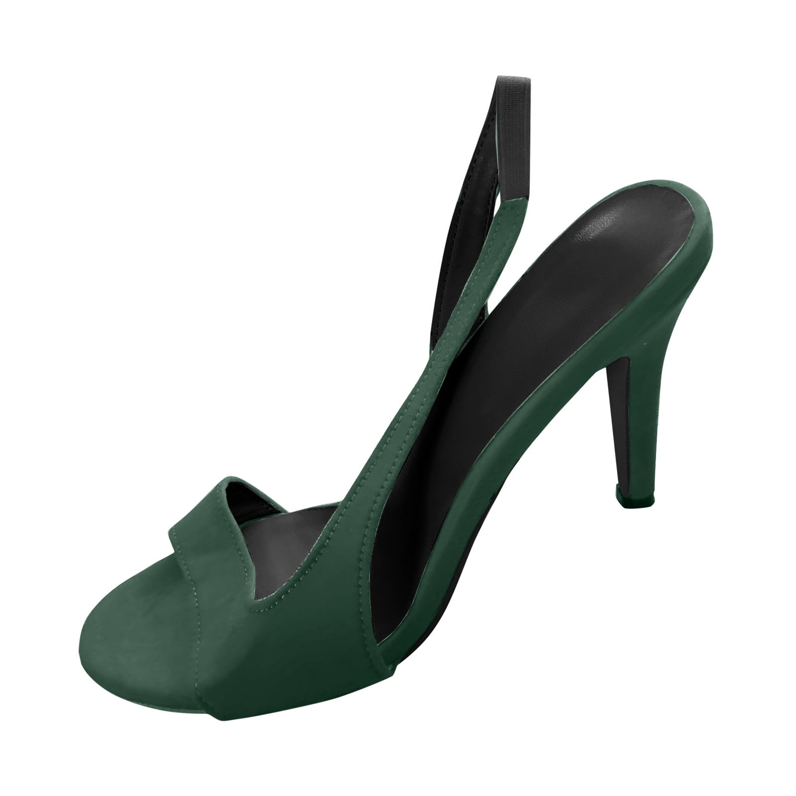 IUJSOY Womens Round Open Toe Heel Sandals High Heel Slingback with ...