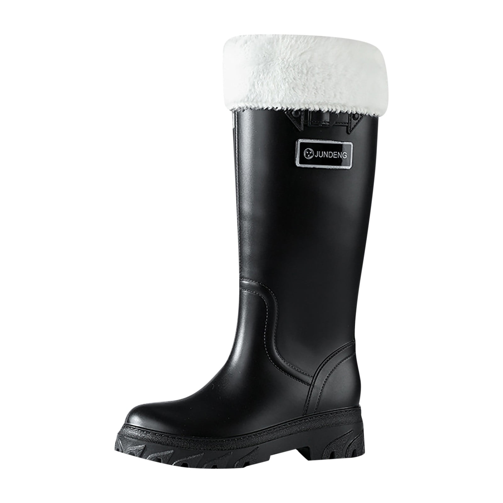 IUJSOY Womens Rubber Bots Wide Calf Boots Plush Lined Warm Waterproof ...