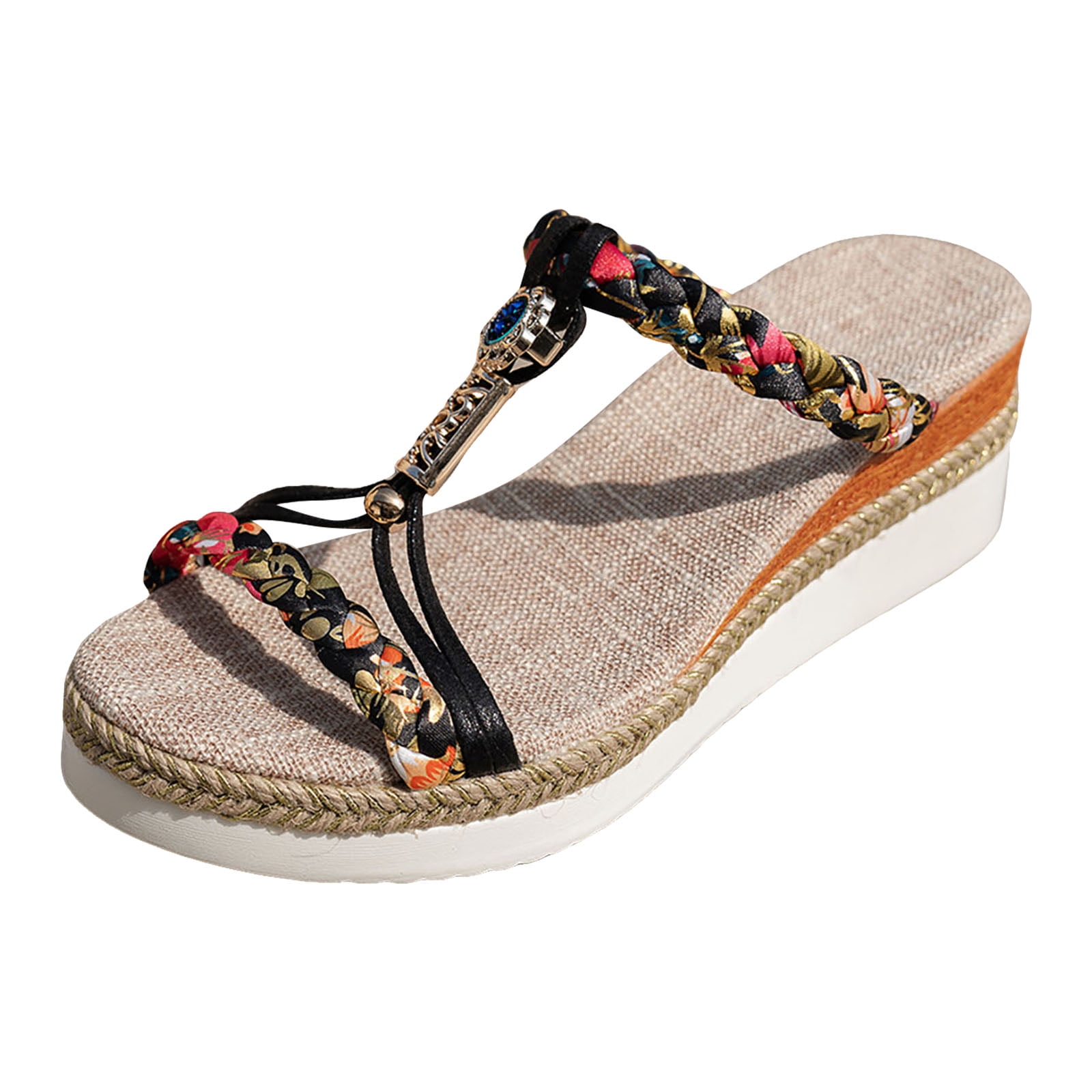 IUJSOY Womens Sandals Espadrilles Wedges for Women Slip on Shoes Boho ...
