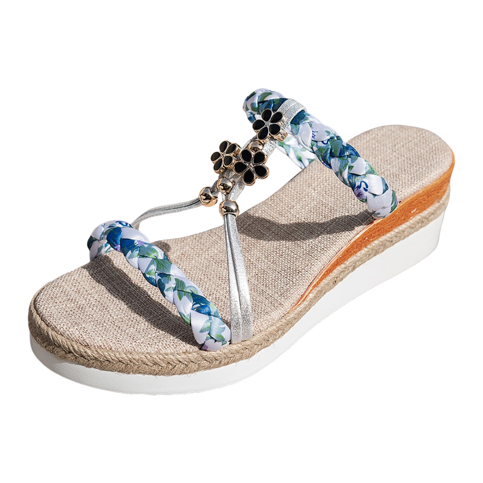 IUJSOY Womens Sandals Espadrilles Wedges for Women Slip on Shoes Boho ...