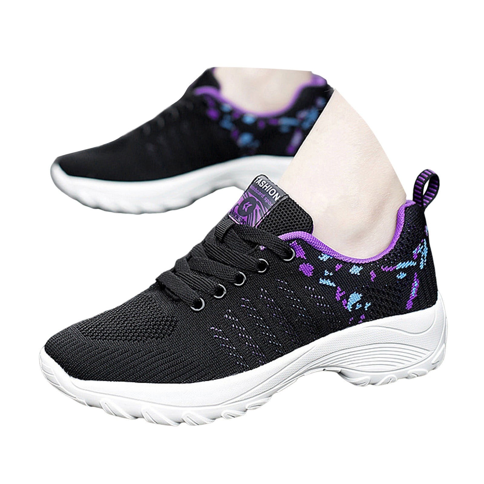 IUJSOY Womens Sneakers Arch Support Walking Shoes Lace up Knit Mesh Gym ...