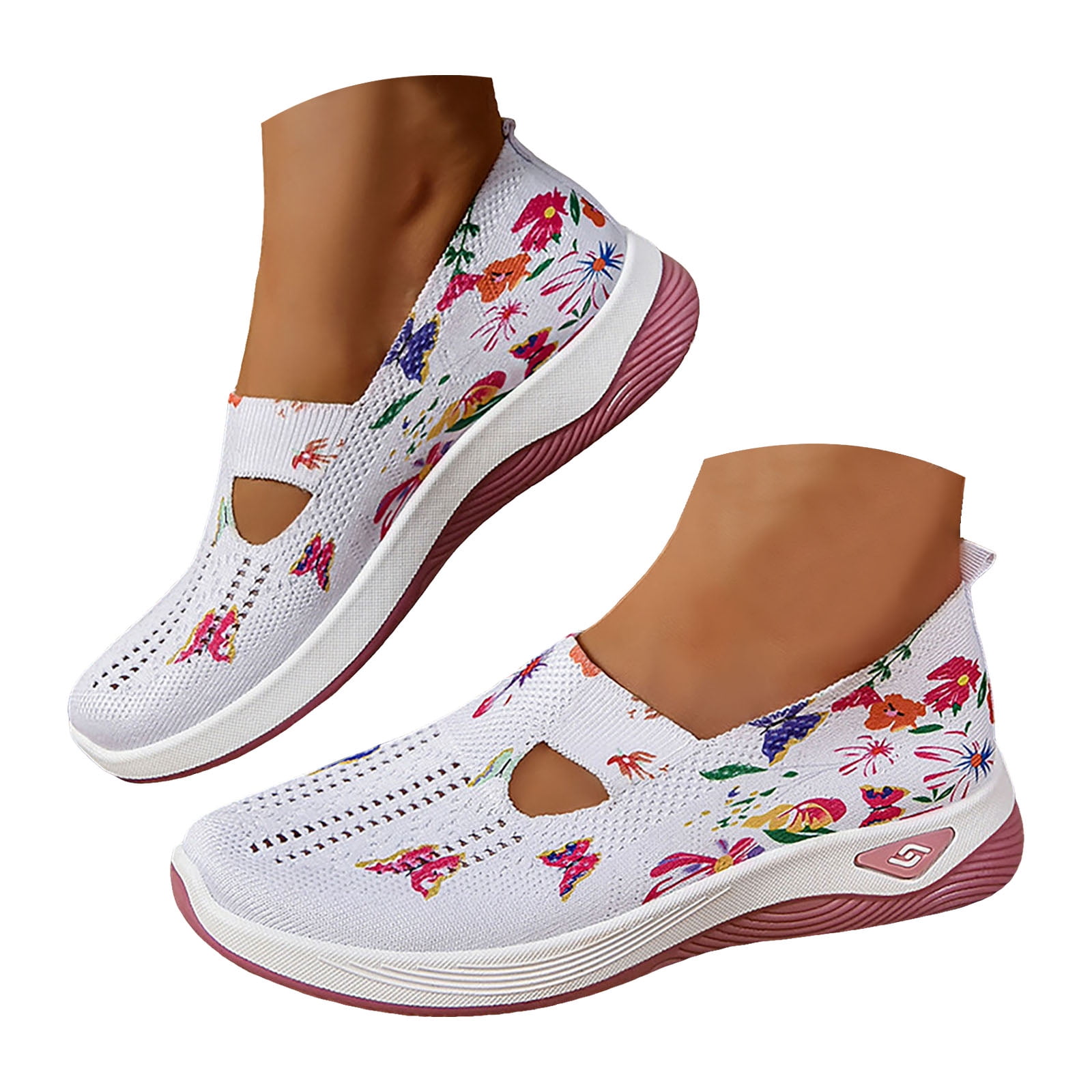 IUJSOY Womens Sneakers Loafers Butterfly Print Knit Mesh Walking Shoes ...