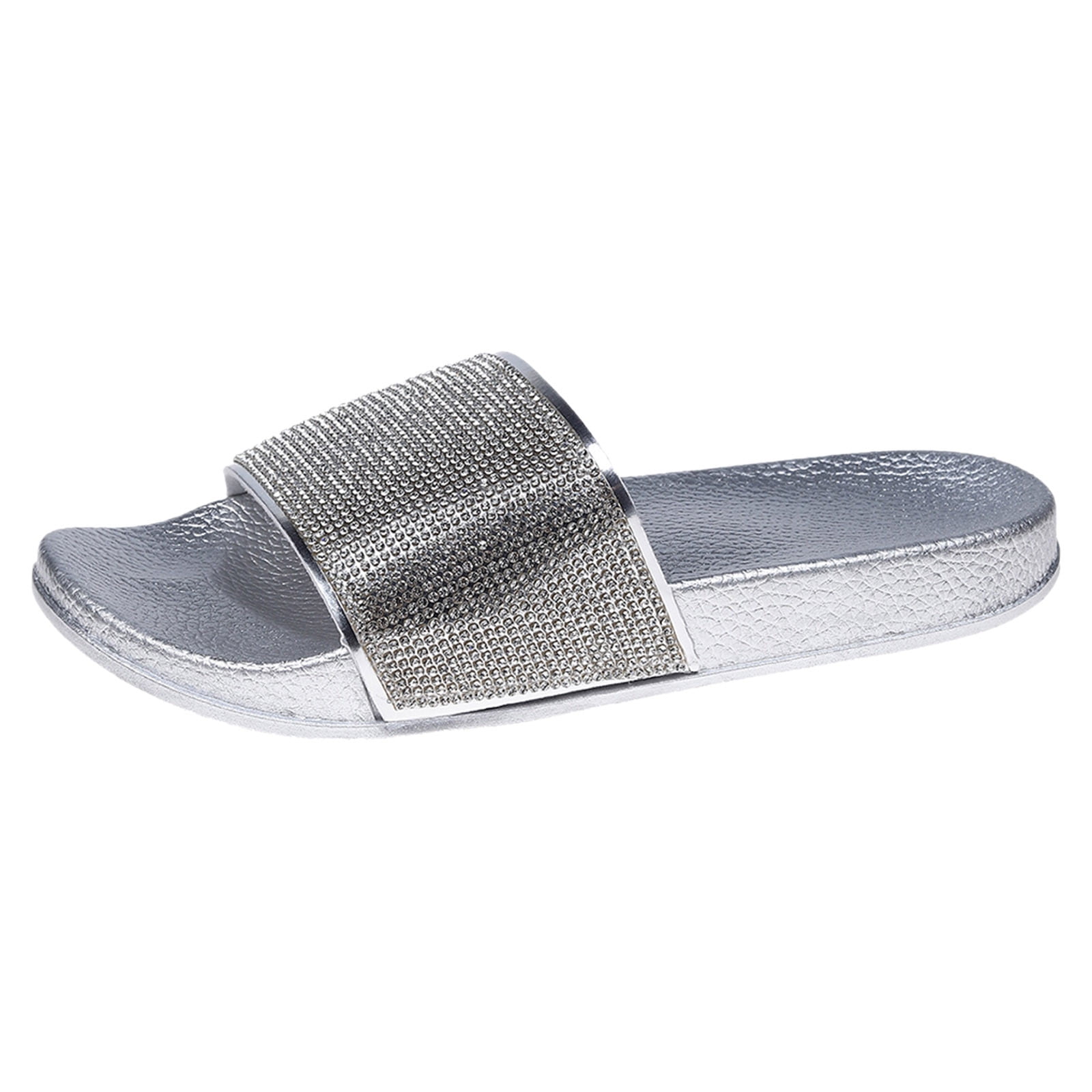 IUJSOY Womens Sparkly Sandals Rhinestone Band Platform Flats with Arch ...