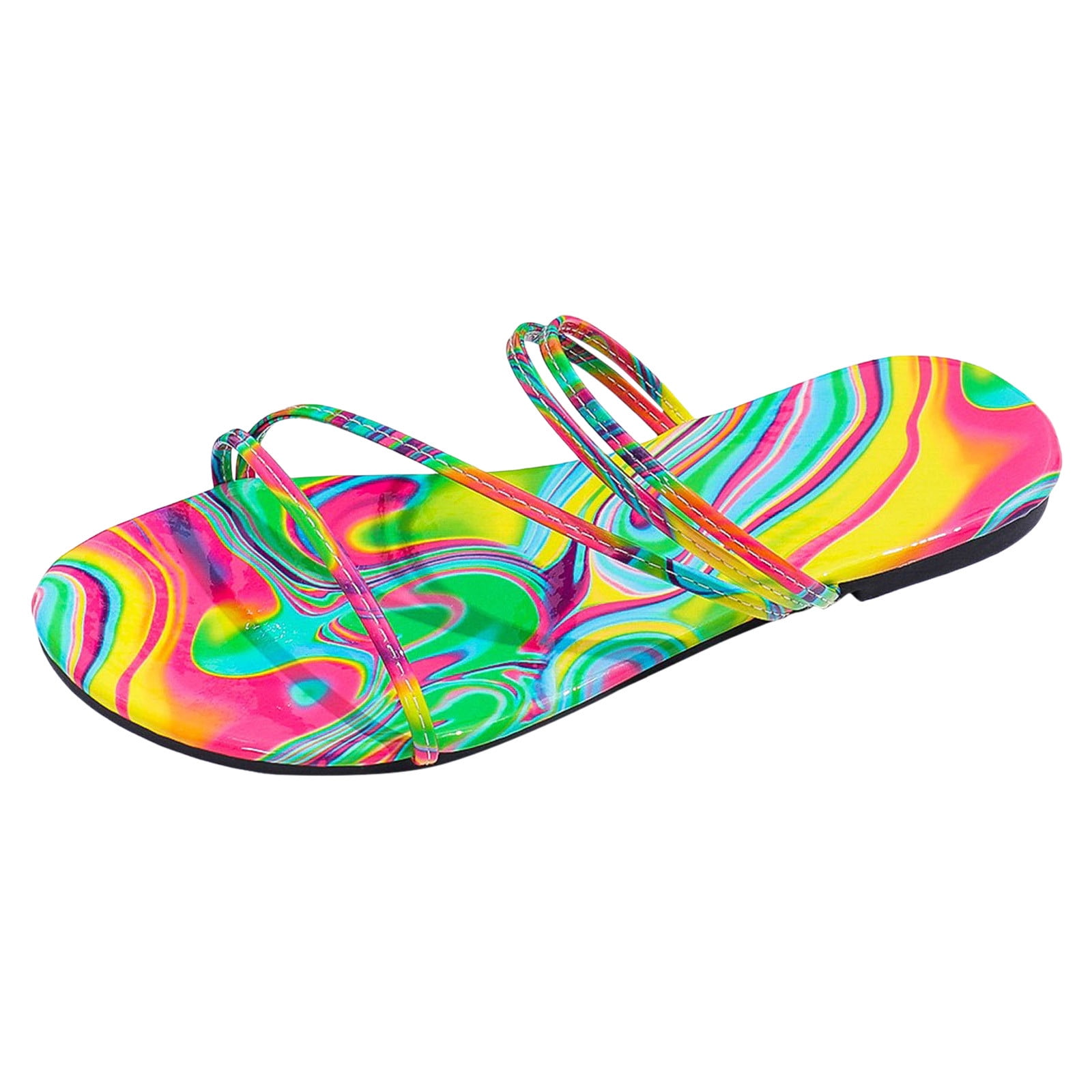 IUJSOY Womens Strappy Sandals Crisscross Strap Flat Sandals Colorful ...