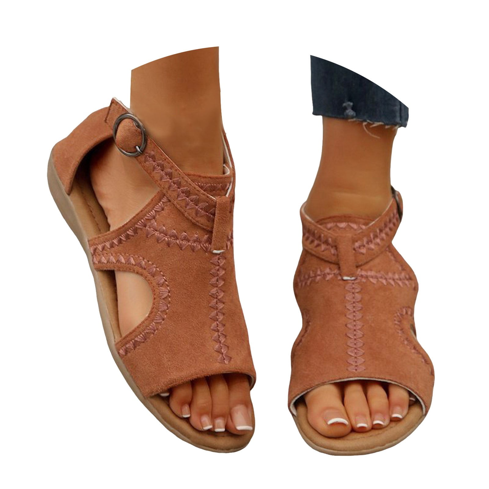 IUJSOY Womens Summer Sandals Cutout Gladiator Roman High Top Low Wedge ...