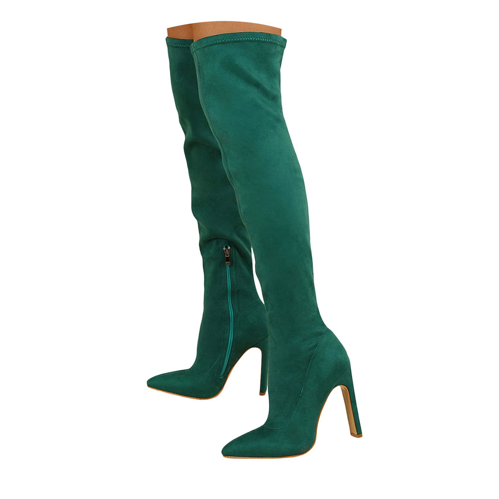 IUJSOY Womens Thigh High Boots Suede Over the Knee Long Boots with ...
