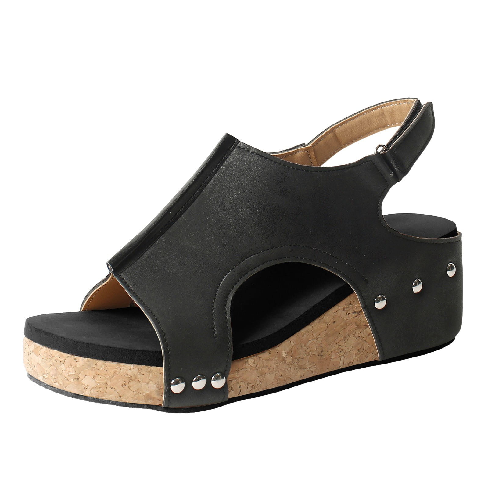 IUJSOY Womens Wedge Sandals Cut Out Open Toe Platform Heels Slingback ...