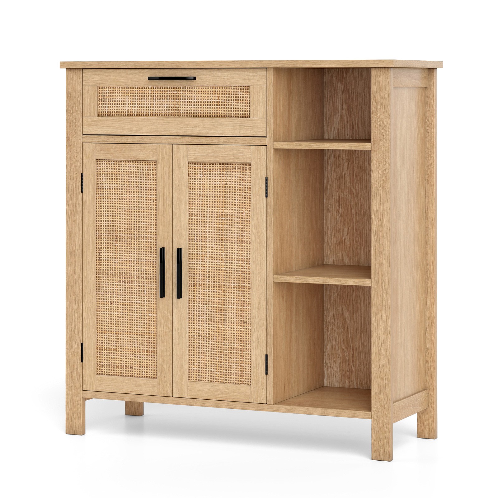 IUKRYU furniture natural color rattan woven dining cabinet with pull ...