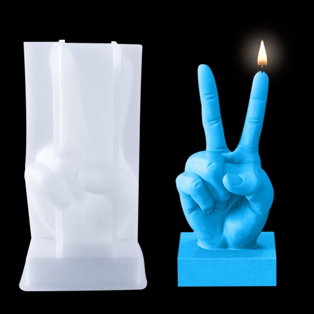 IULAVP Victory Gesture Candle Mold, 3D Hand Resin Mold, V-Shaped Finger ...