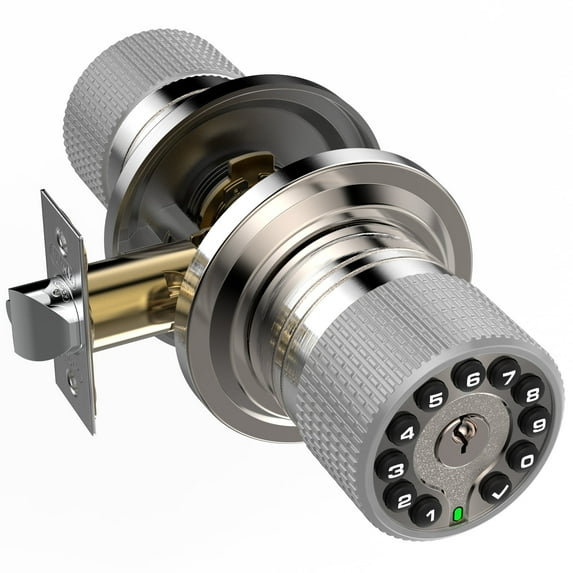 IULOCK Keyless Entry Door Knob, Code Lock with Key, Auto Lock, 50 User ...