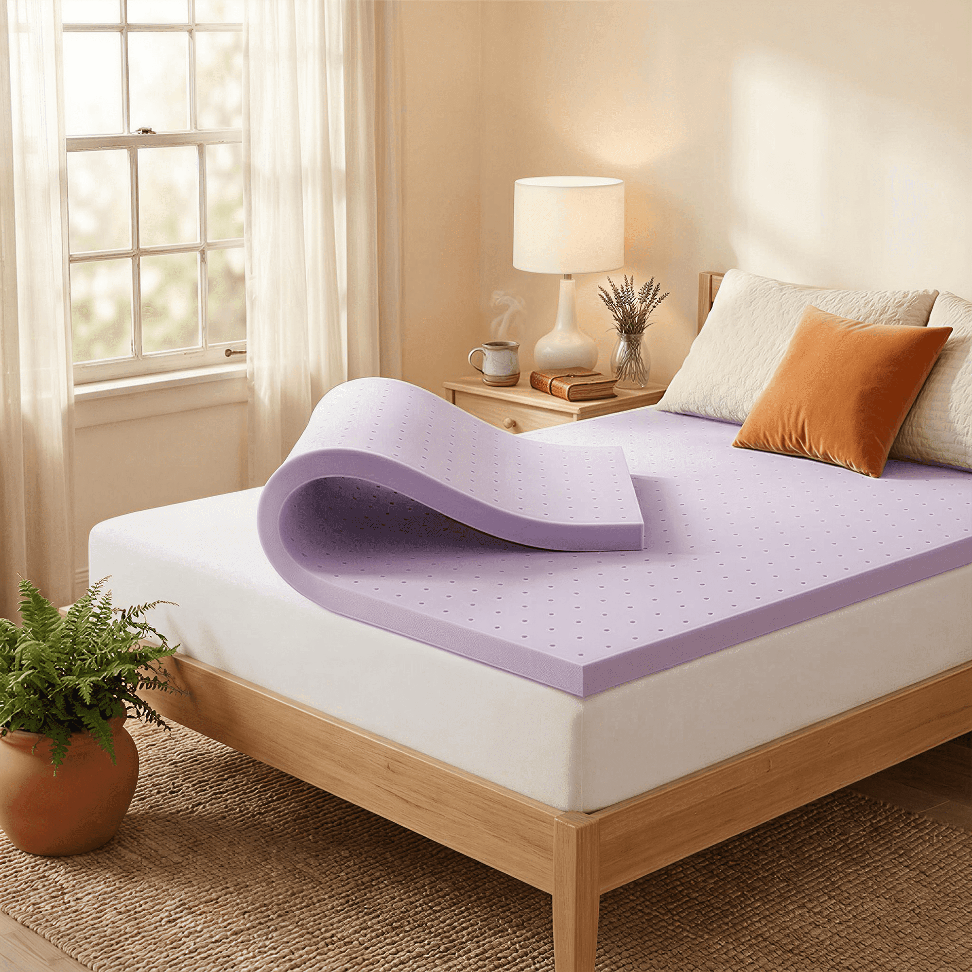 IULULU 2 Inch Lavender Egg Crate Memory Foam Mattress Topper ...