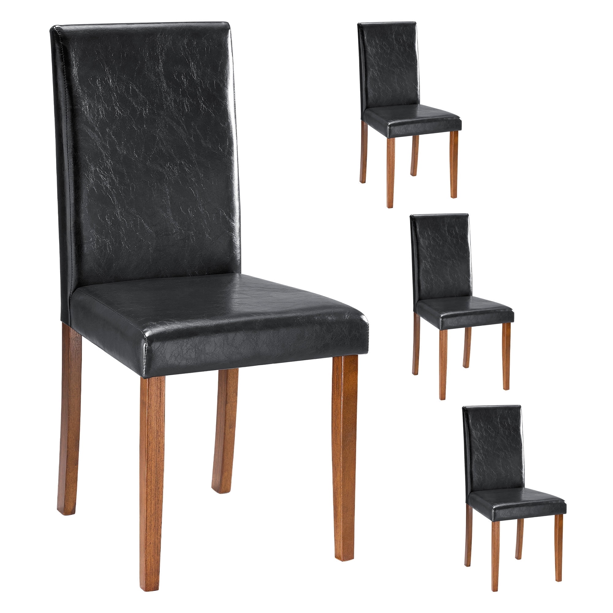 IULULU Set of 4 High-Back Dining Chair, PU Leather Elegant Design Home ...