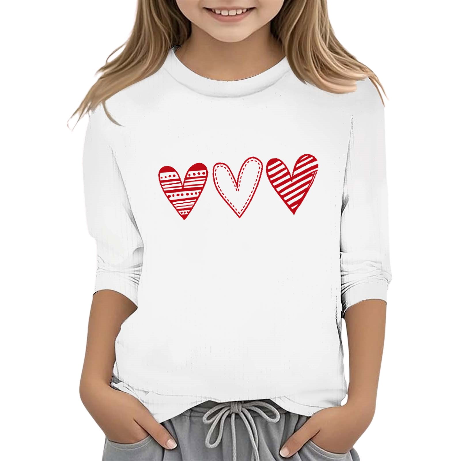 IURTWGBWS Kids Valentine Shirt Girls Valentines Day Shirts Cute Heart ...