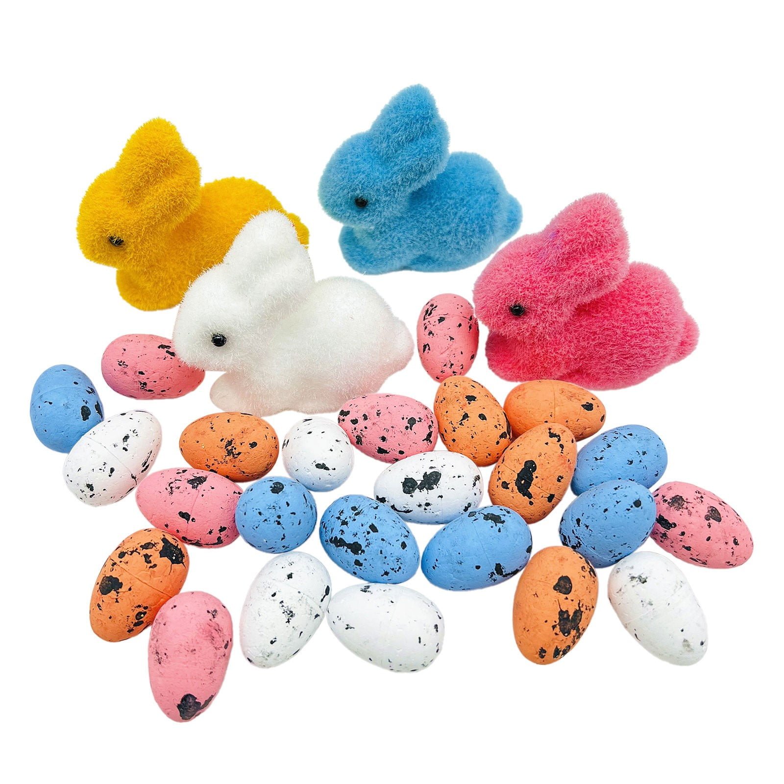 IUSOULZ 28Pcs Easter egg bunny combination foam spot egg flocking bunny ...