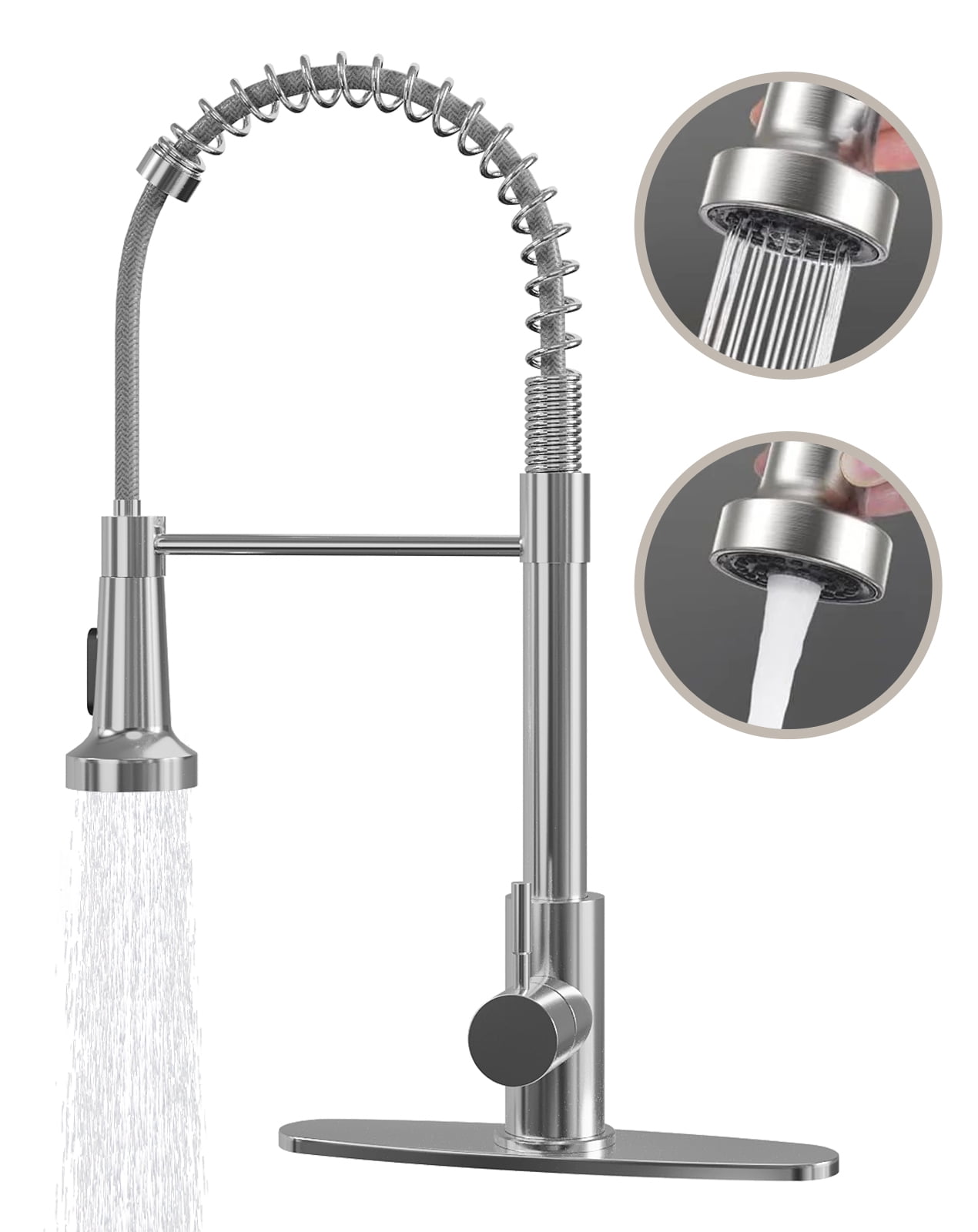 IUSU 20in Kitchen Faucet with Pull Down Sprayer, Brushed Nickel ...
