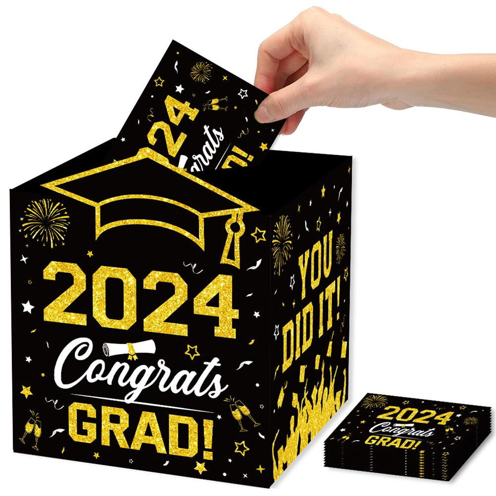 IUYQY 2024 Graduation Card Box Grad Party Wish Card Box Class 2024 ...