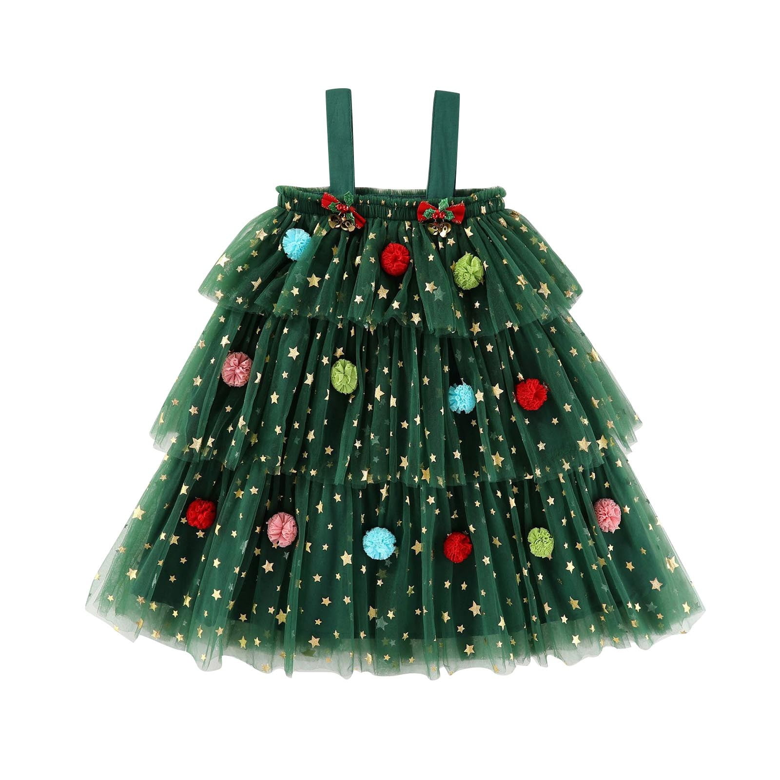 IUYRTFE Baby Girls Christmas Party Dress Toddler Sleeveless Cake Layer ...