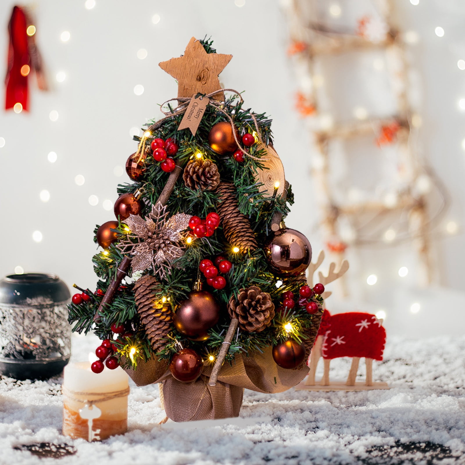 IUYT6 Return Pallets, Christmas Tree Home Tabletop Mini 45cm Set ...
