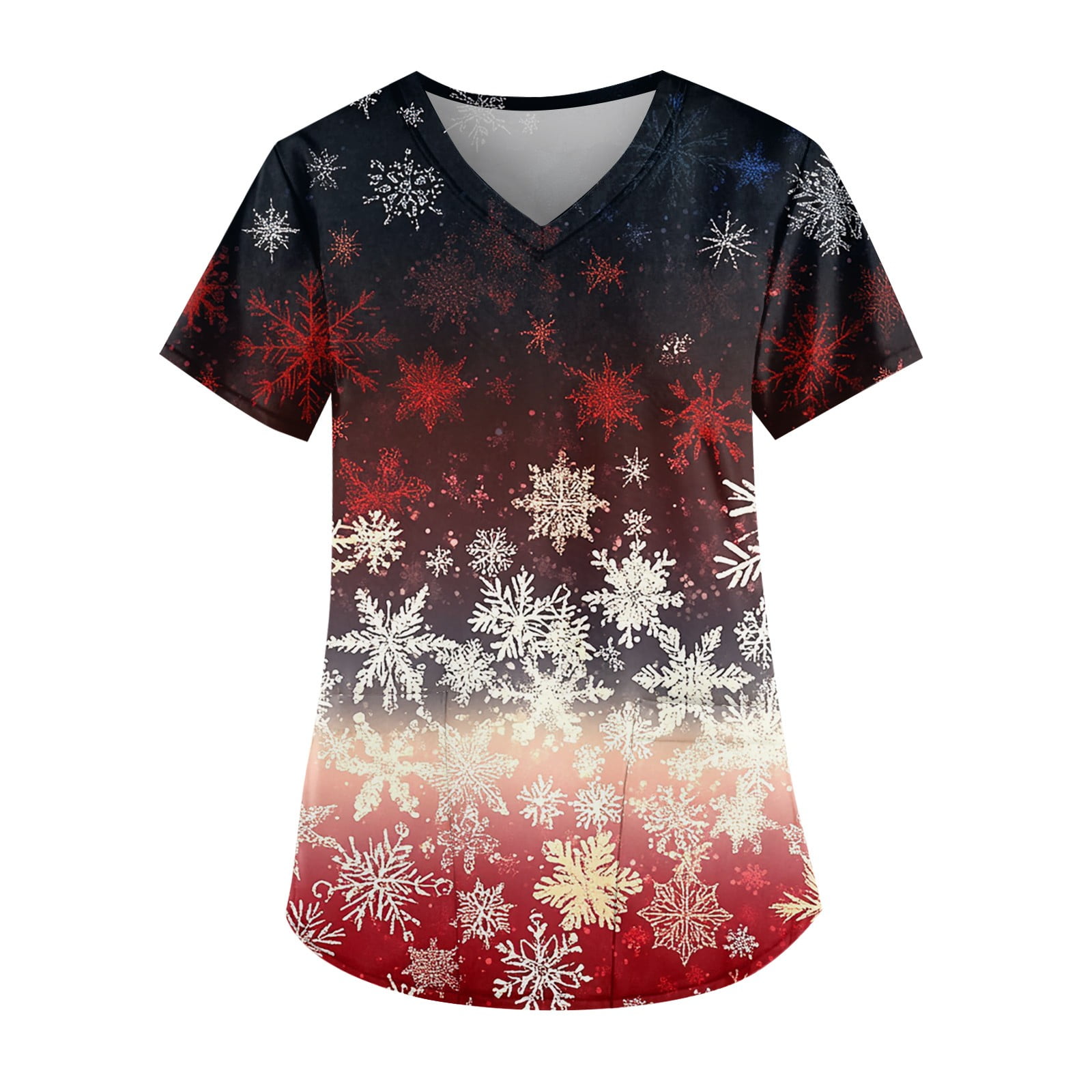 IUZSOKIL Christmas Scrubs for Women Jackets Short Sleeve Happy Santa ...