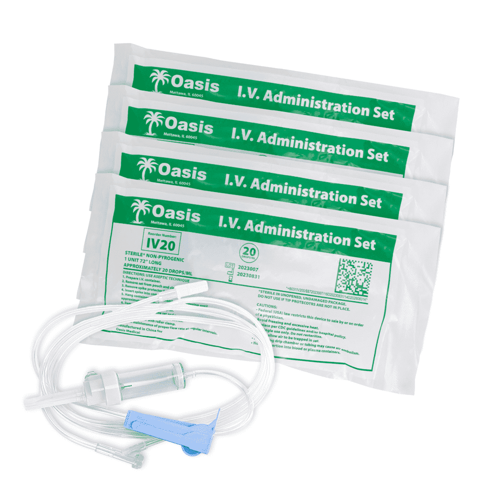Oasis IV Administration Set, Sterile, 20dr/mL, 72" with Injection Site, Luer Slip, 50 Count ...