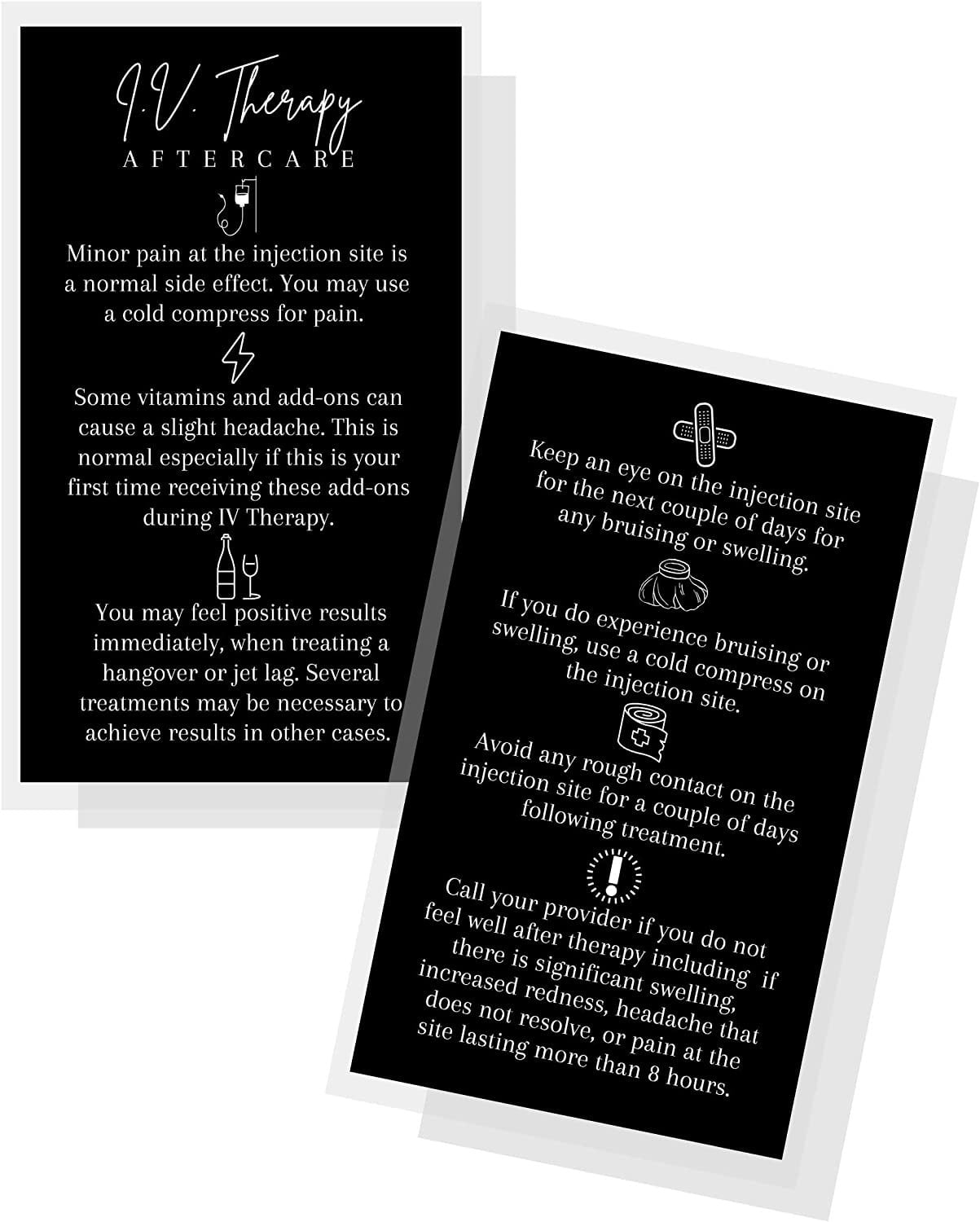 IV Intravenous Therapy Infusion Aftercare Card 50 Pack 2x3.5" inch ...