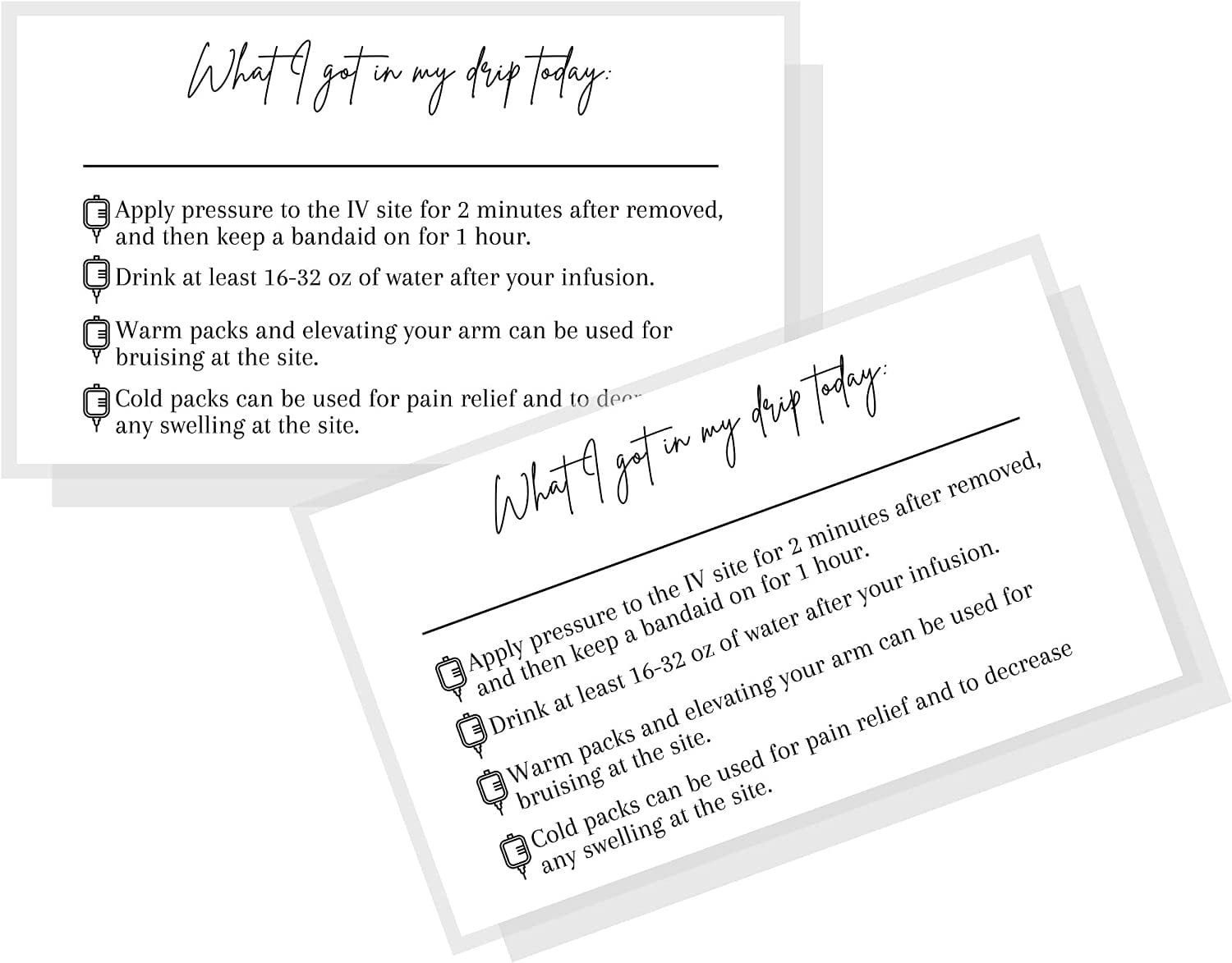 IV Intravenous Therapy Patient Information Card 50 Pack 2x3.5" inch ...