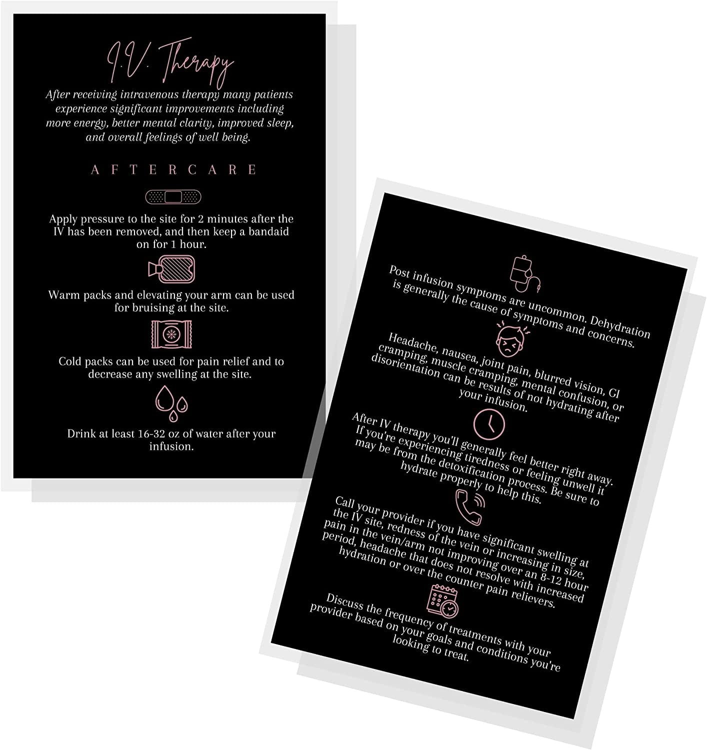 IV Therapy Aftercare Instruction Card 30 Pack 4x6" inch Postcard ...