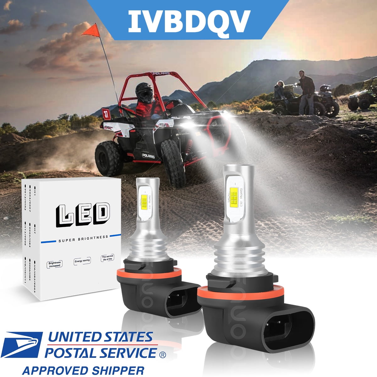 IVBDQV 2 LED Replacement Bulbs ATV Headlight for Polaris same as SKN ...