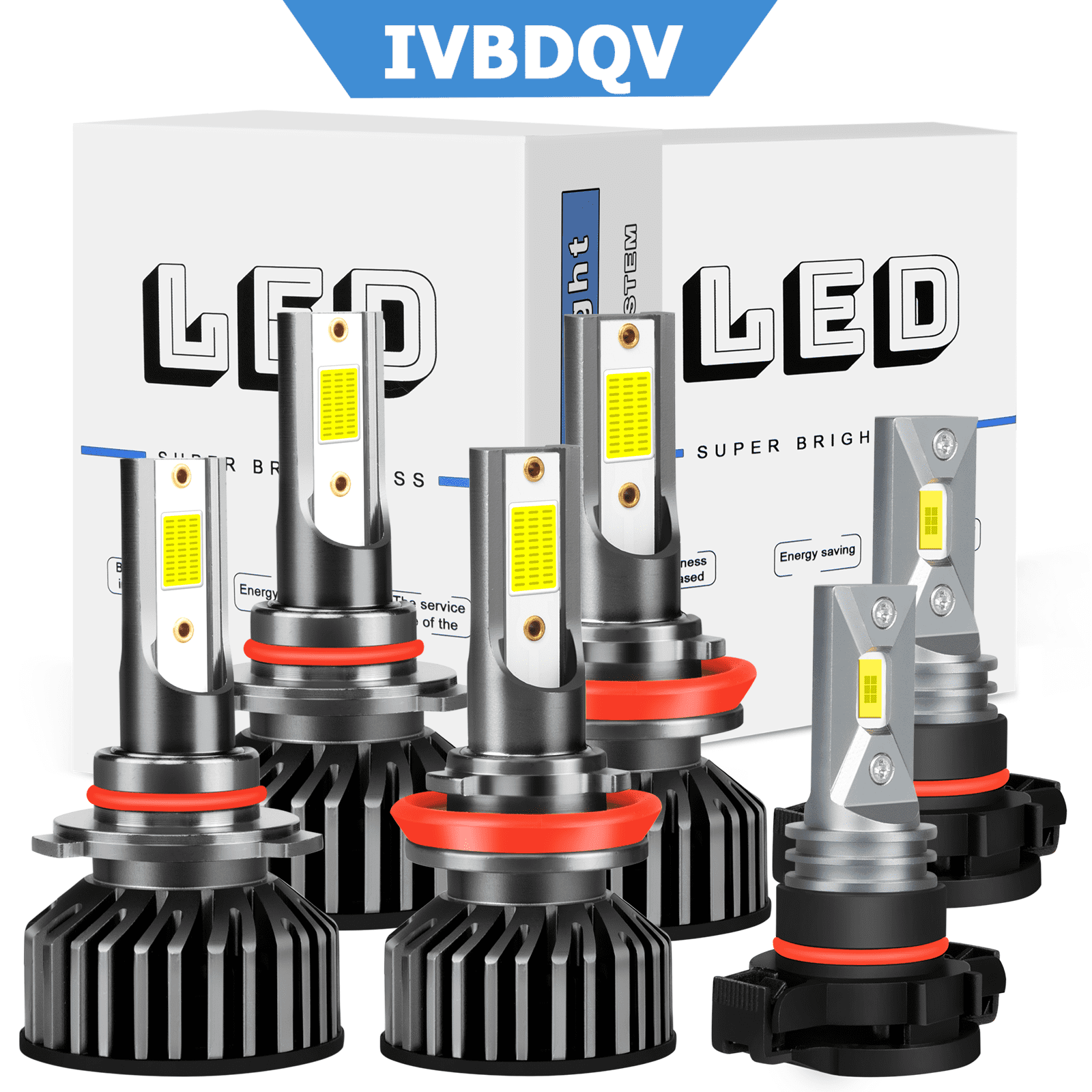 IVBDQV 9005 H11 LED Headlight Bulbs Combo High/Low Beam 5202 Fog Light ...