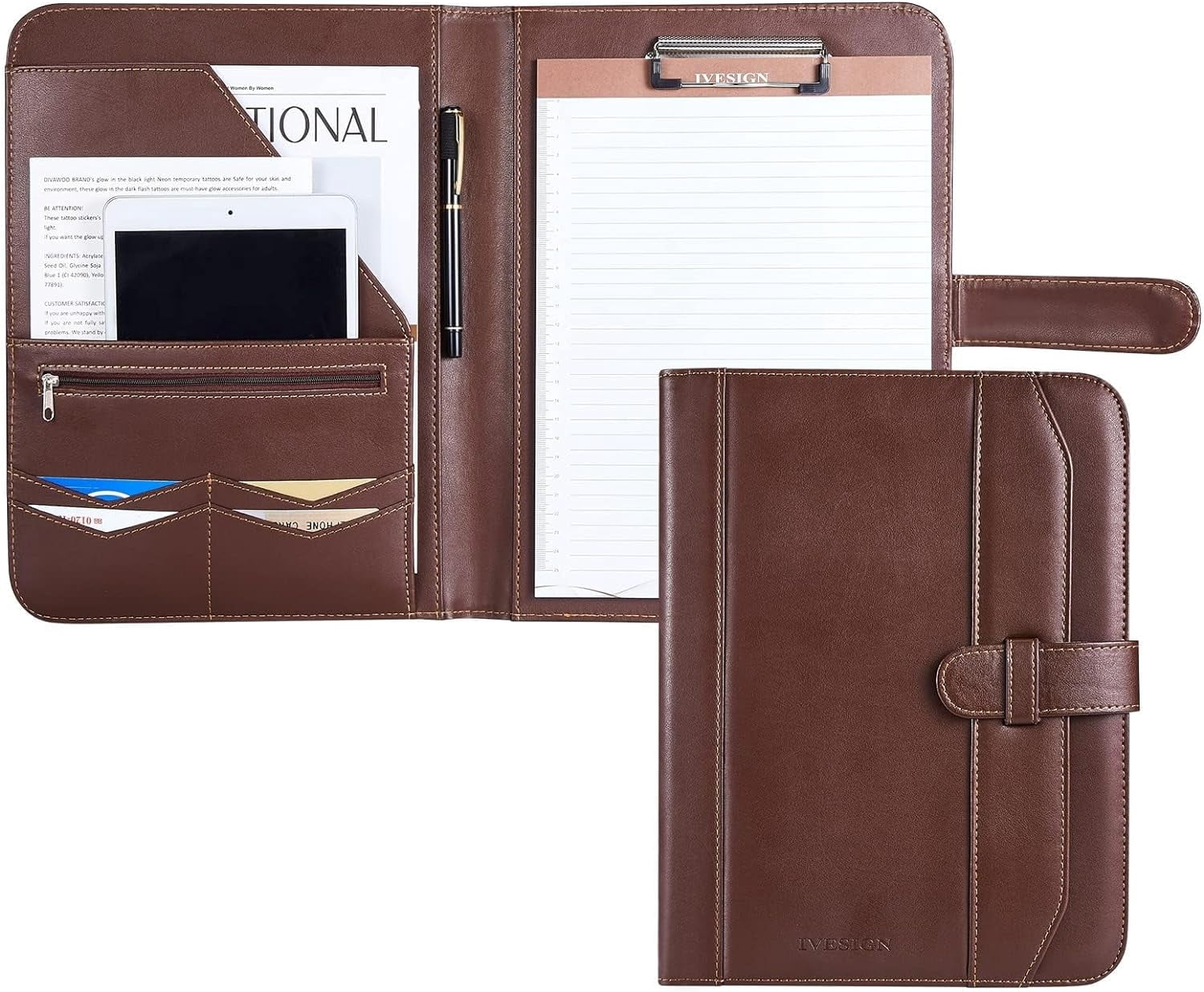IVESIGN Portfolio Clipboard Multi-functional A4 Folder with Notepad ...