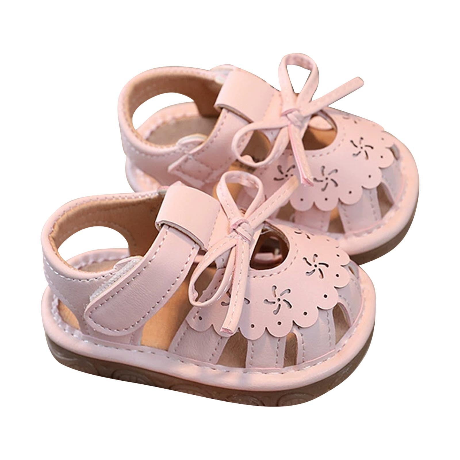 IVEYRTF Children Solid Color Cut Out Squeaker Sandals Hook and Loop ...