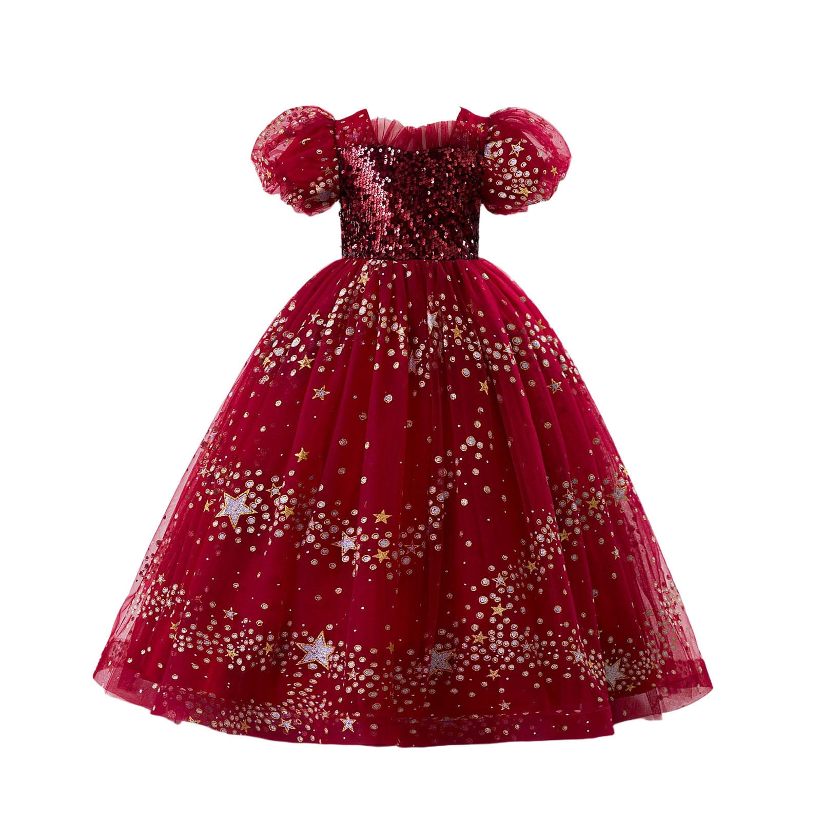 IVEYRTF Girls Christmas Party Dress Princess Gown with Sparkly Sequins ...