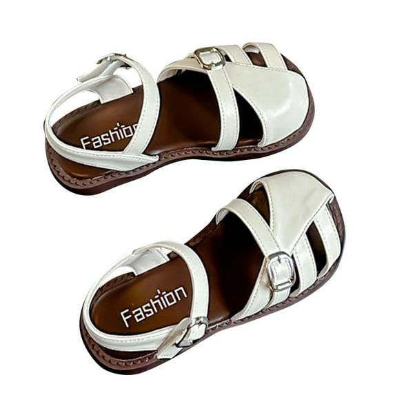 IVEYRTF Girls Closed Toe Sandals Soft Sole and Upper with Cut Out Print ...