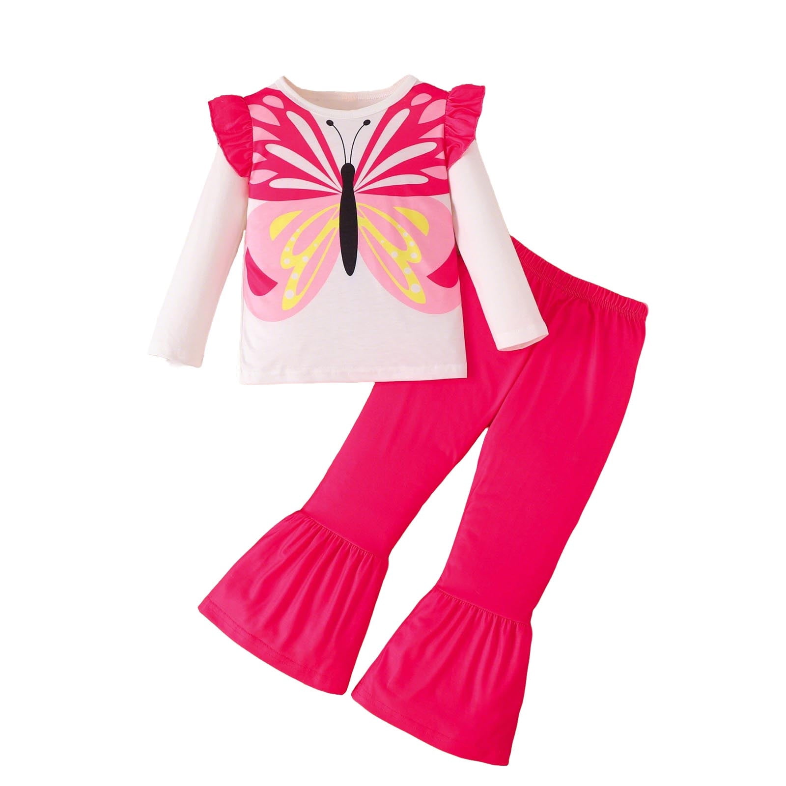 IVEYRTF Girls Long Sleeve Stretchy Solid Color Line Twirly Clothing Set ...