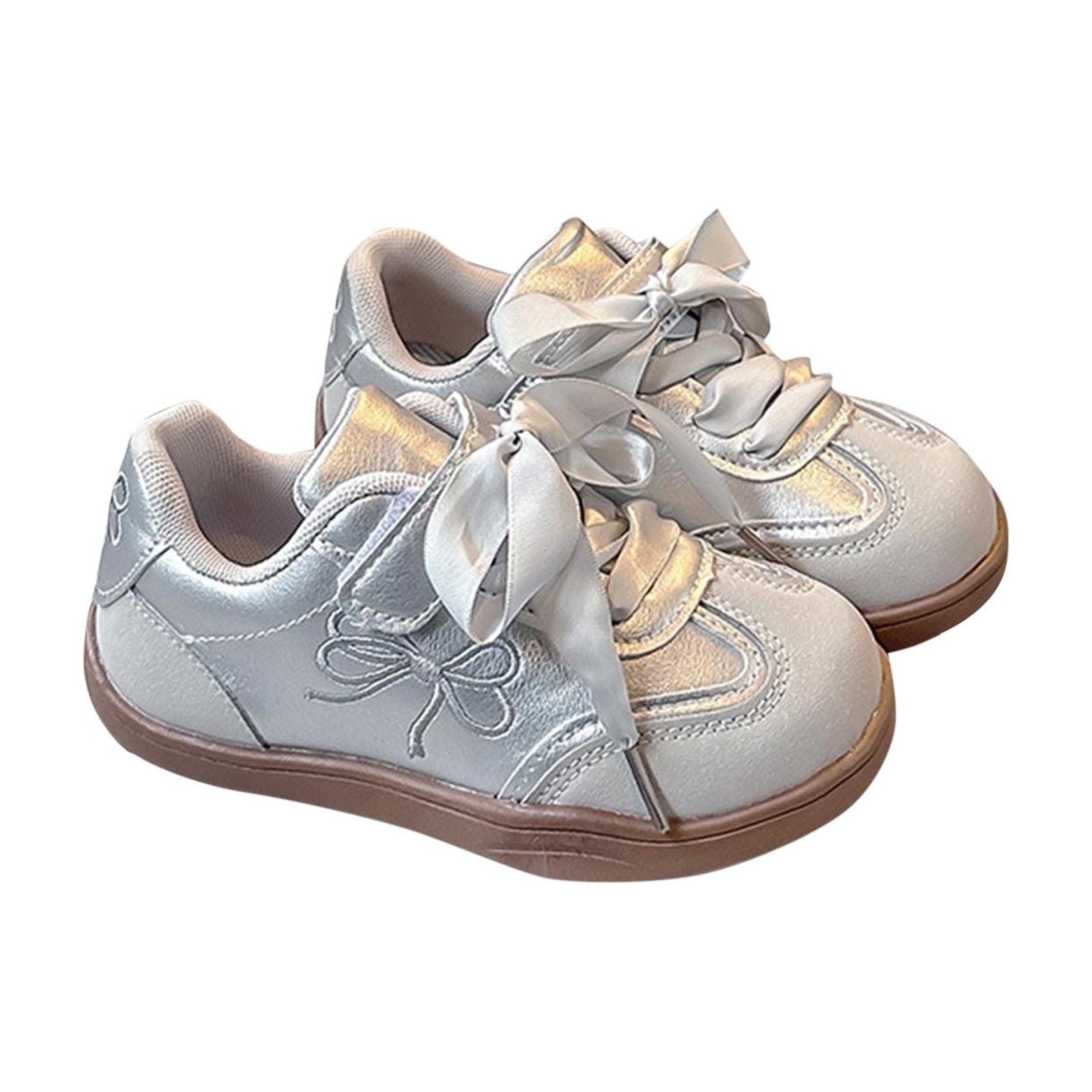 IVEYRTF Girls Soft Sole Bow Casual Sneakers Fashion Flat Shoes for ...