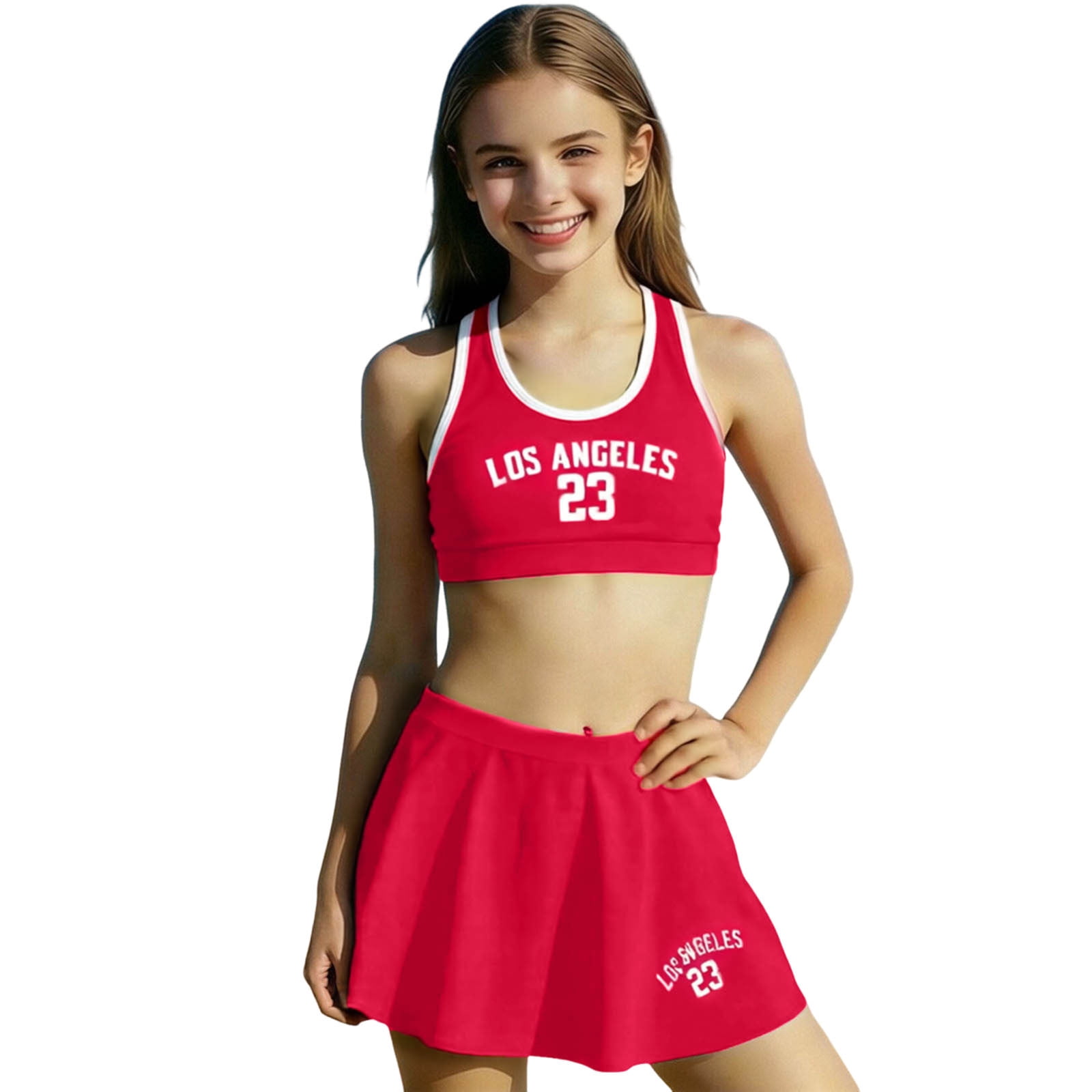 IVEYRTF Girls Three Piece Tankini Set Skirted Bikini Design for Beach ...