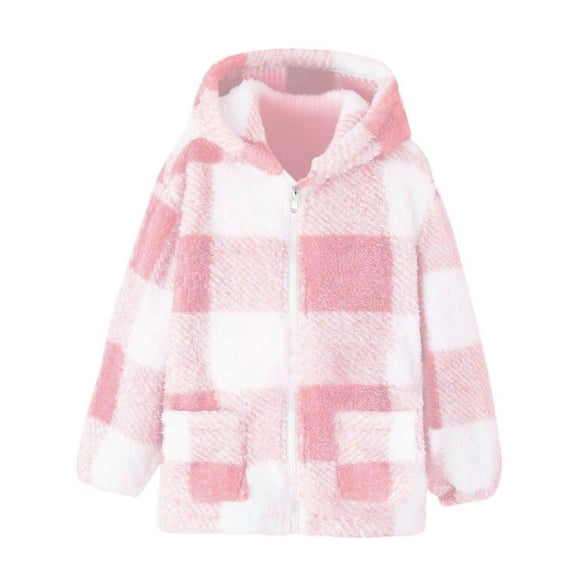 IVEYRTF Kids Boys Girls Plaid Hooded Jacket Long Sleeve Button Down ...
