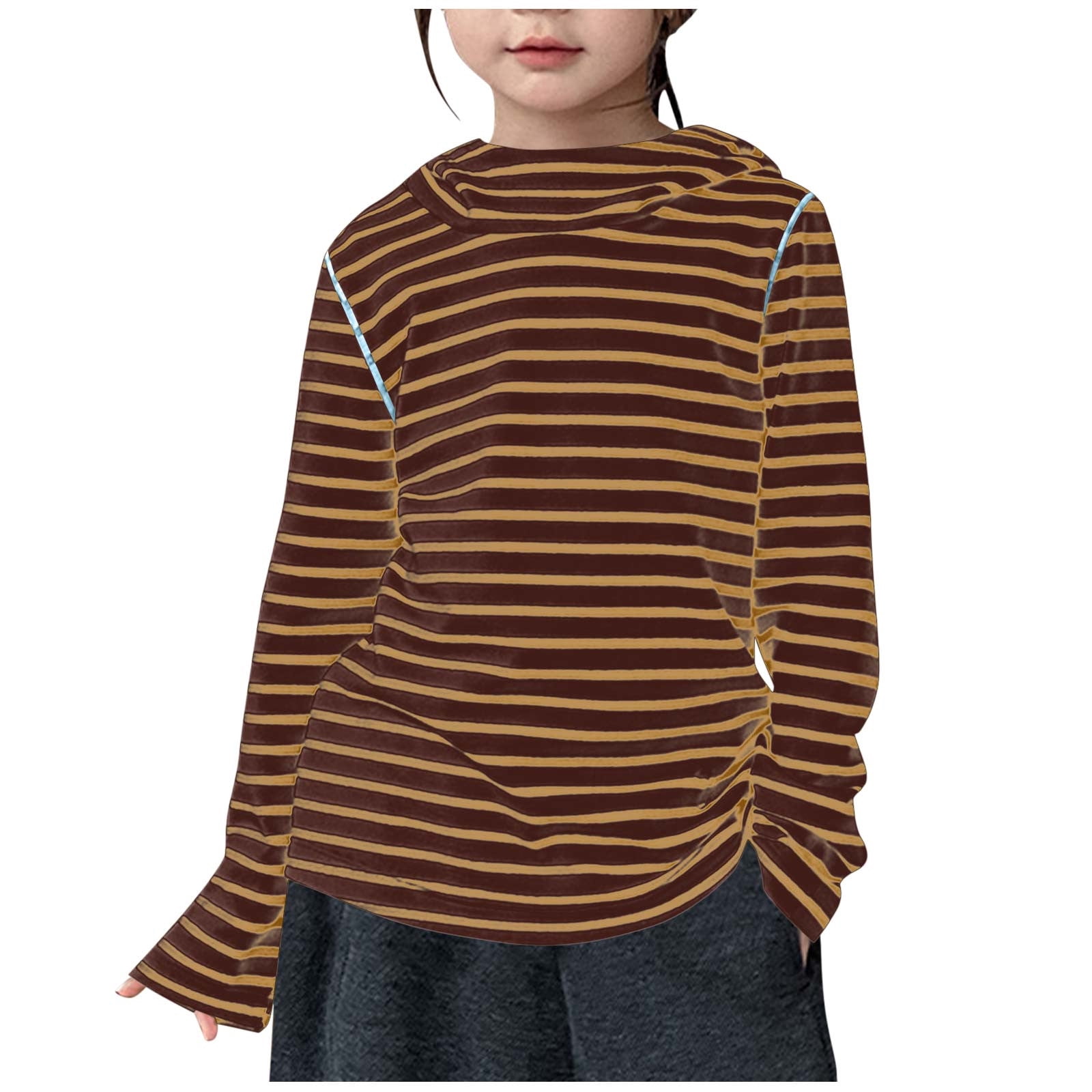 IVEYRTF Kids Boys Girls Striped Long Sleeve Stand Collar Tops Soft Warm ...