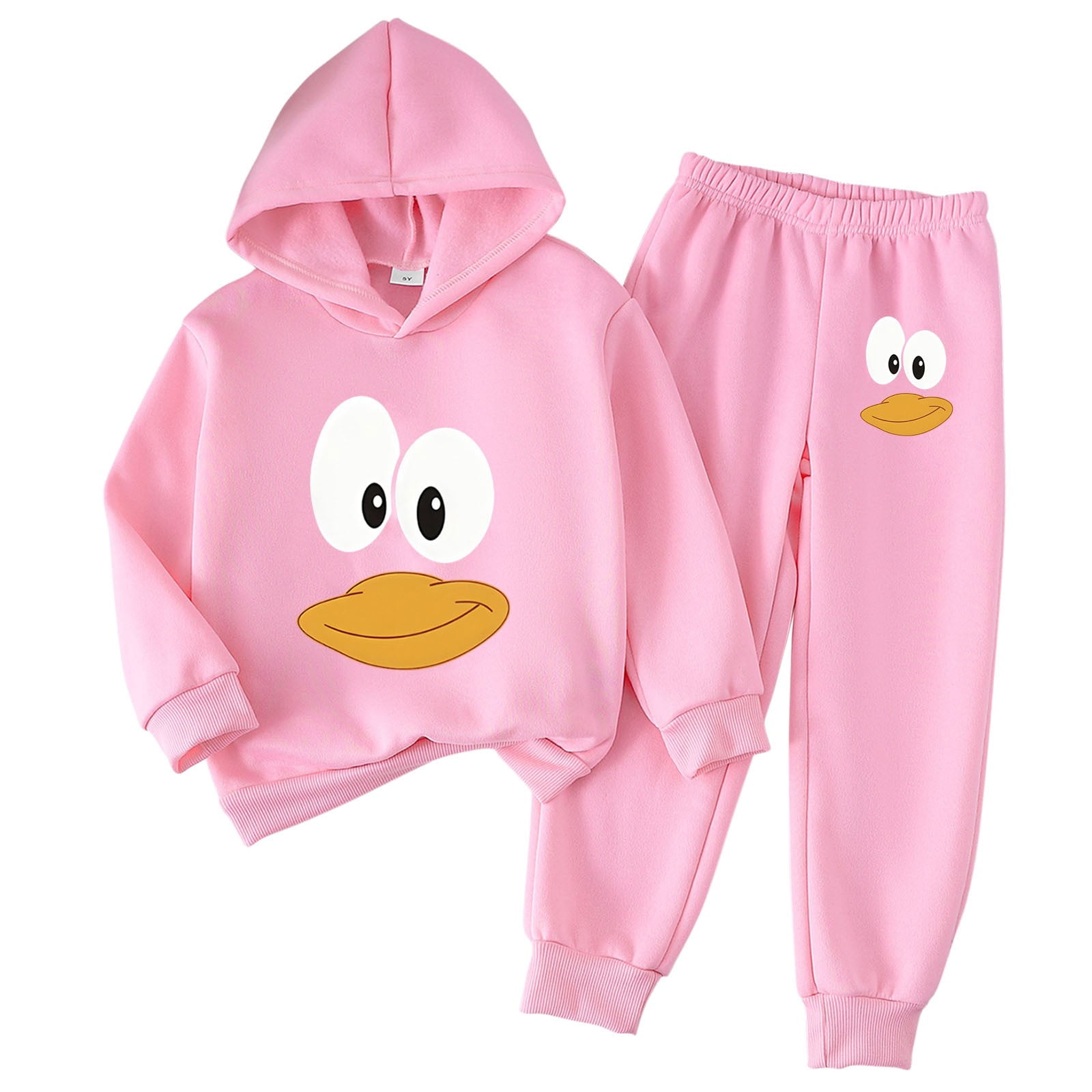 IVEYRTF Kids Cute Duck Print Hooded Sweatshirt and Pants 2 PC Outfit ...