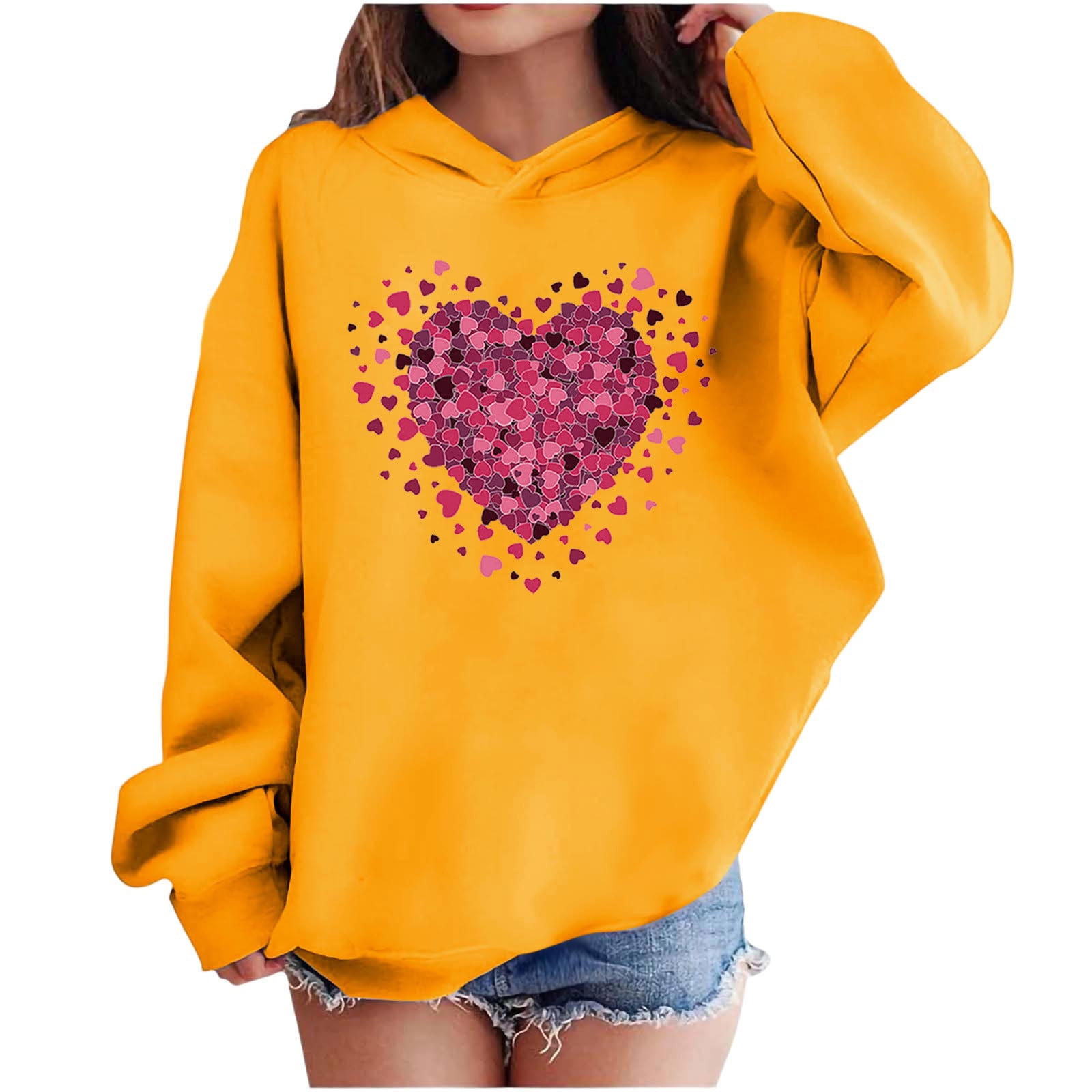 IVEYRTF Kids Heart Print Hooded Long Sleeve Top Casual Sweatshirt for ...