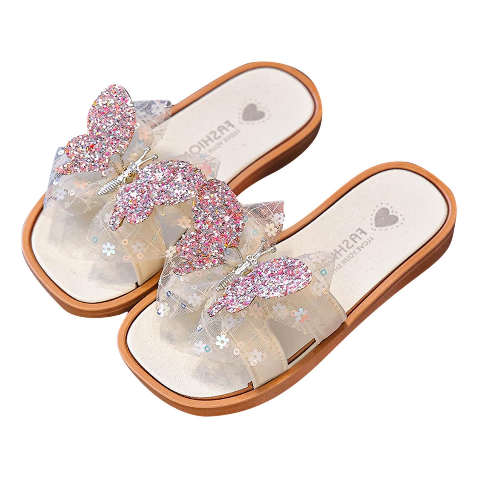 IVEYRTF Kids Summer Glitter Bow Flops Versatile Soft Sole Casual Beach ...