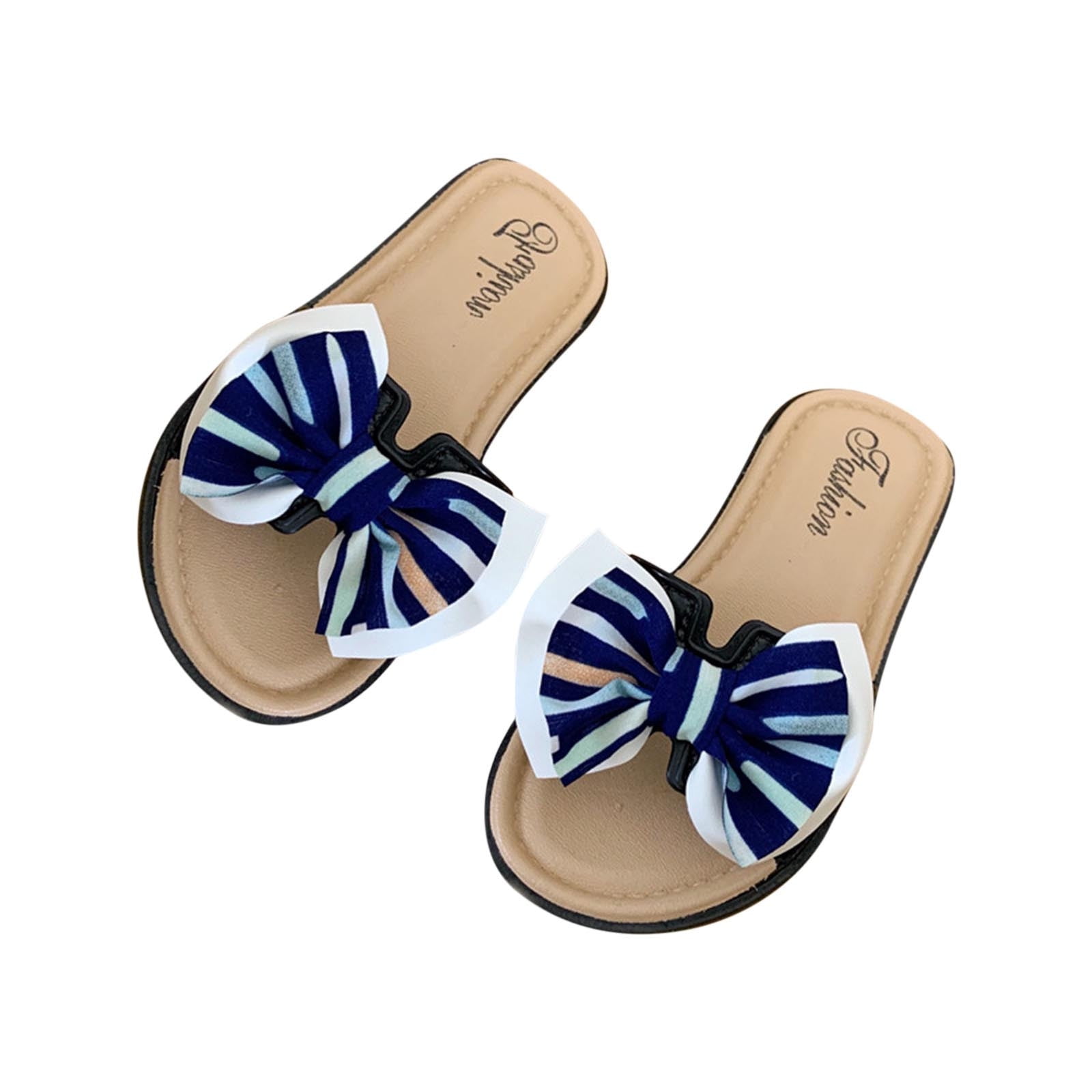 IVEYRTF Kids Summer Stripe Bow Flops Versatile Soft Sole Non Slip ...