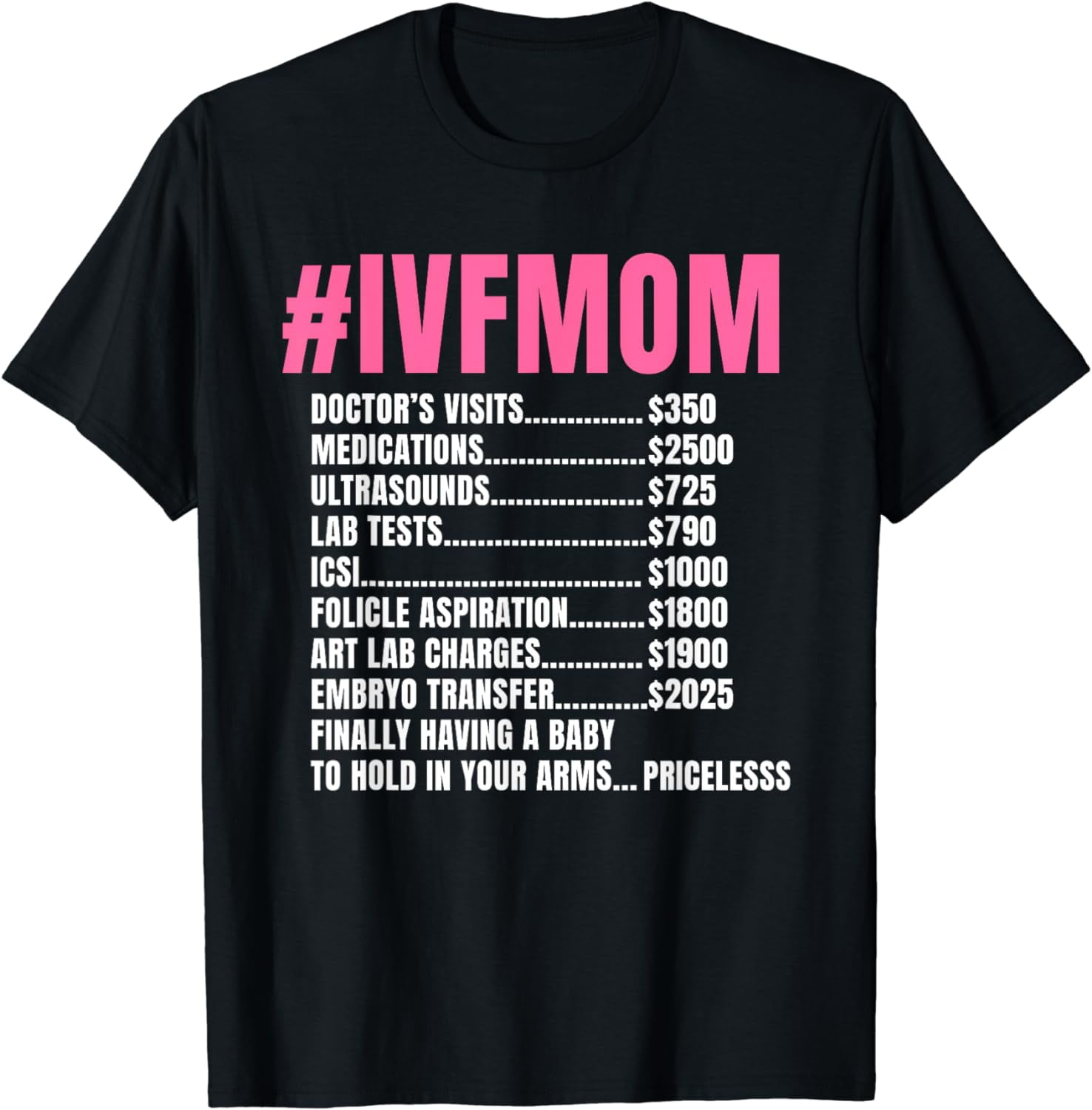 IVF Mom Fertiled Egg In Vitro Fertilisation Price List Cotton T-Shirt ...