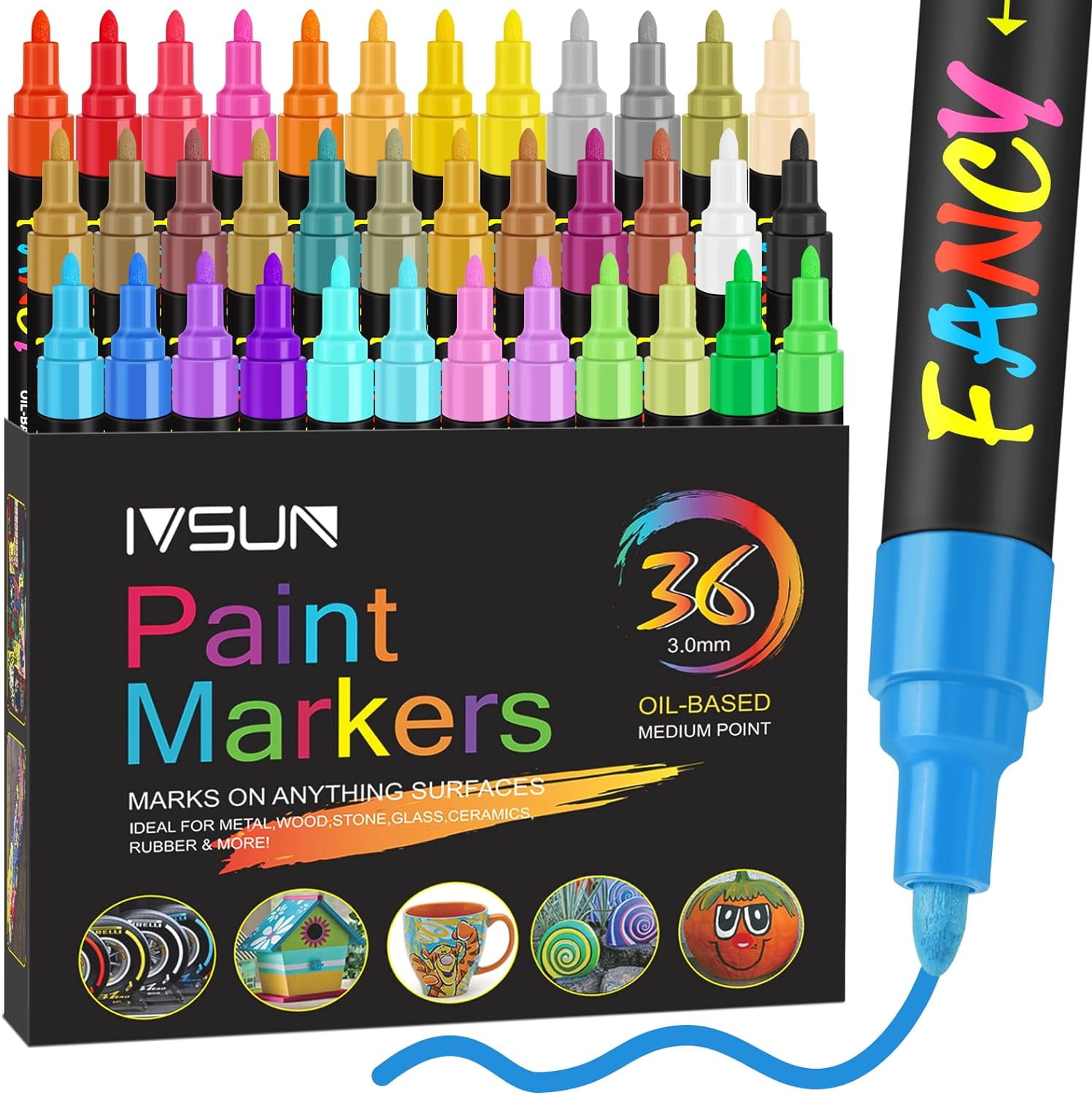36 Colors Paint Pens Oil Based Markers, Waterproof Paint Markers Pens ...