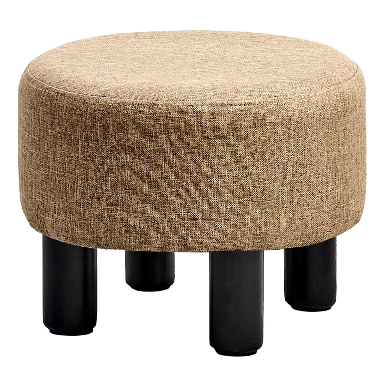 IVV 12.5-Inch Round Foot Stool, Modern Low Ottoman Linen Upholstered ...